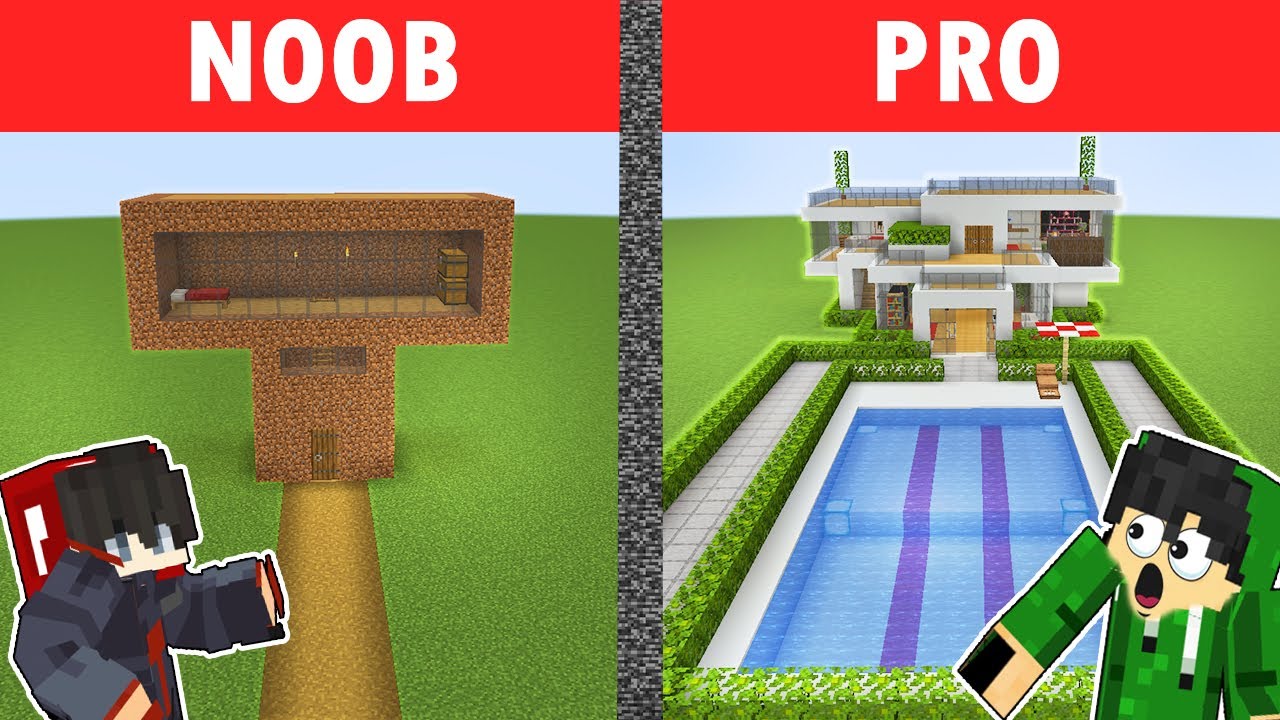 NOOB vs PRO: MODERN HOUSE BUILD CHALLENGE PART 2 | Minecraft(Tagalog) - Minecraft videos