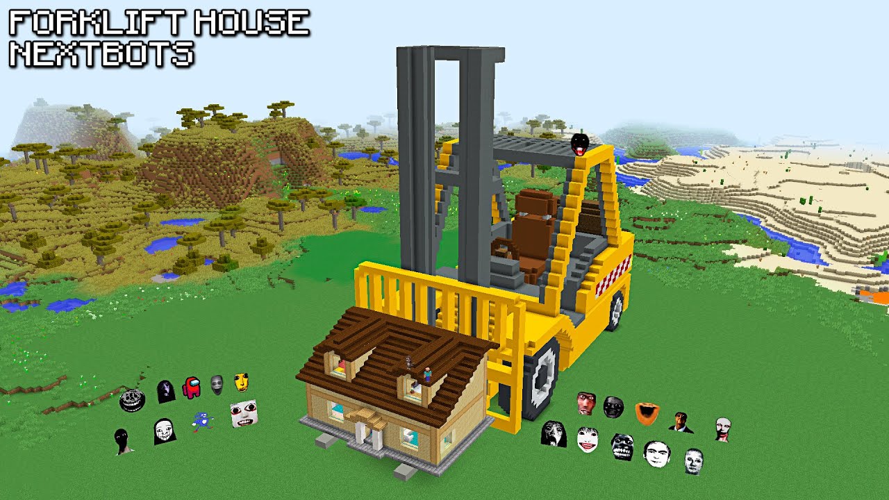 SURVIVAL FORKLIFT HOUSE WITH 100 NEXTBOTS in Minecraft - Gameplay ...