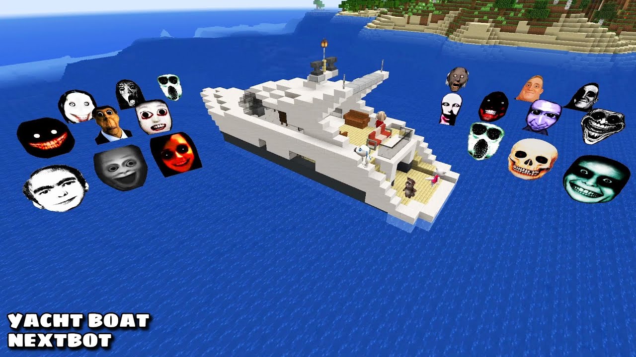 SURVIVAL YACHT BOAT WITH 100 NEXTBOTS in Minecraft - Gameplay - Coffin ...