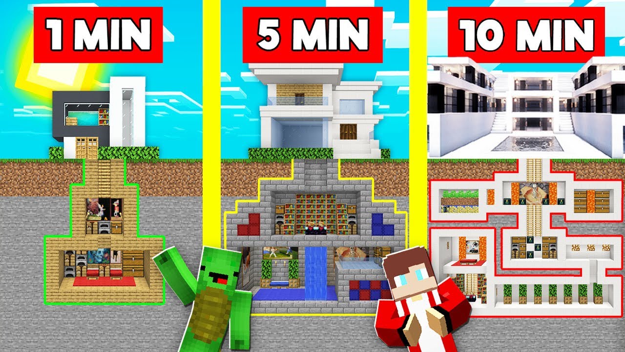 UNDERGROUND HOUSE BUILD BATTLE CHALLENGE In Minecraft - NOOB VS PRO - Maizen Mizen Mazien Parody ...