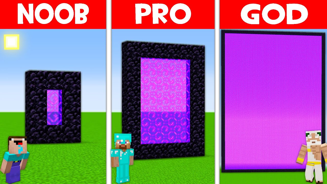WHO BUILD THE MOST BIGGEST NETHER PORTAL NOOB vs PRO vs GOD in ...