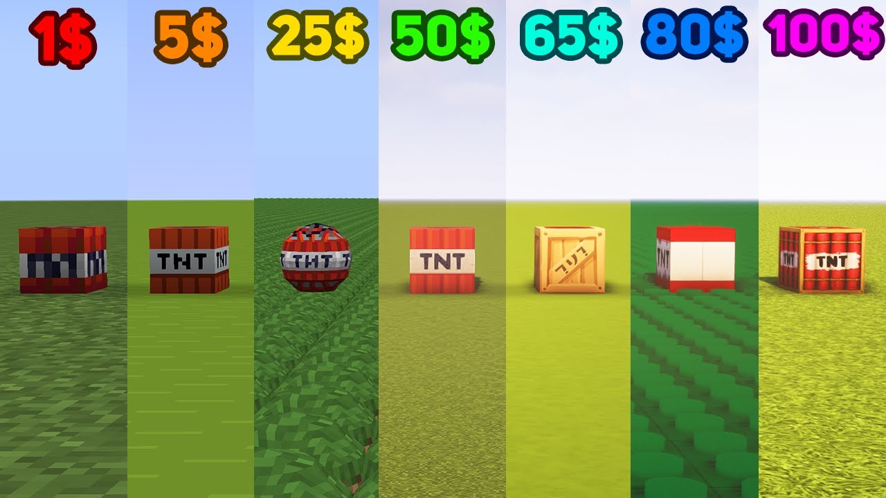 tnt for different money in Minecraft - Minecraft videos
