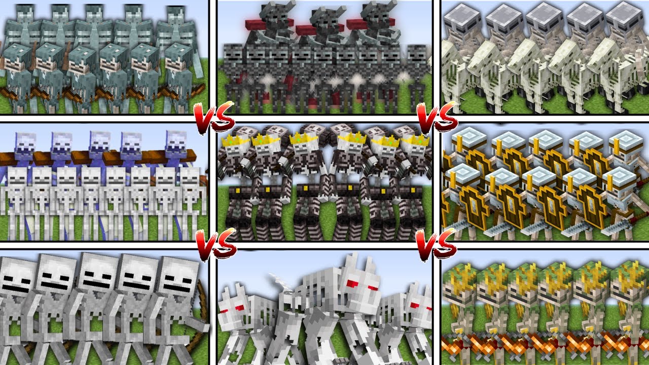 ALL SKELETON MOBS TOURNAMENT in Minecraft Mob Battle - Minecraft videos