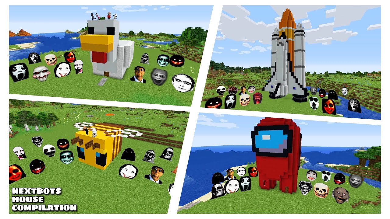 BEST SURVIVAL HOUSE BUILD WITH 100 NEXTBOTS COMPILATION in Minecraft ...
