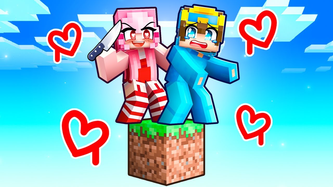 CRAZY FAN GIRL on One Block in Minecraft! - Minecraft videos