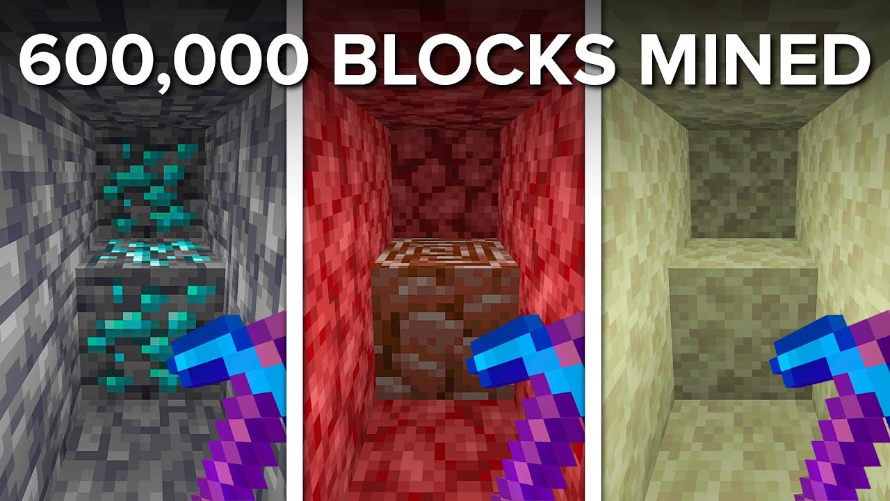 Digging 100,000 Blocks Straight in EVERY Minecraft Dimension ...