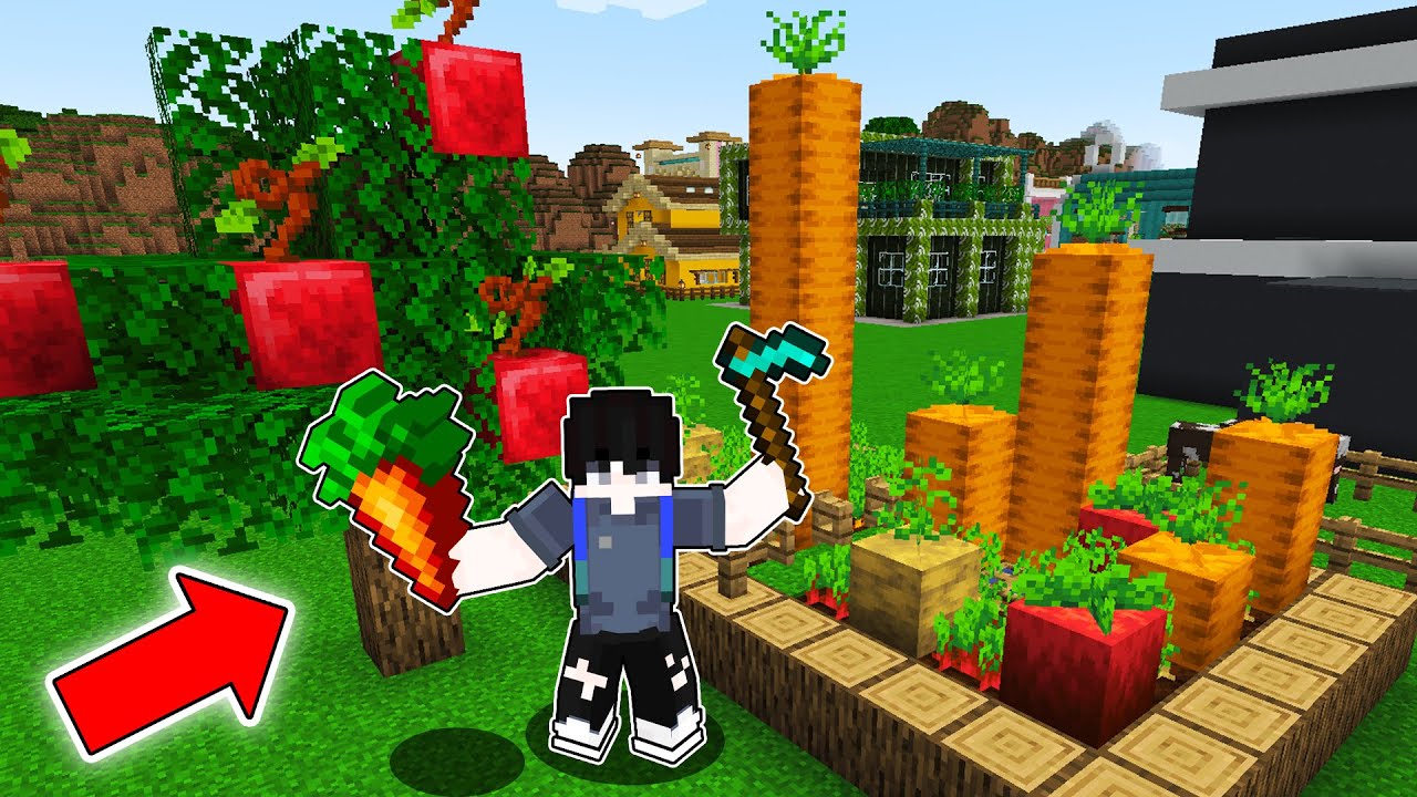 I Harvest GIANT CROPS and APPLES in Minecraft | OMO City - Minecraft videos