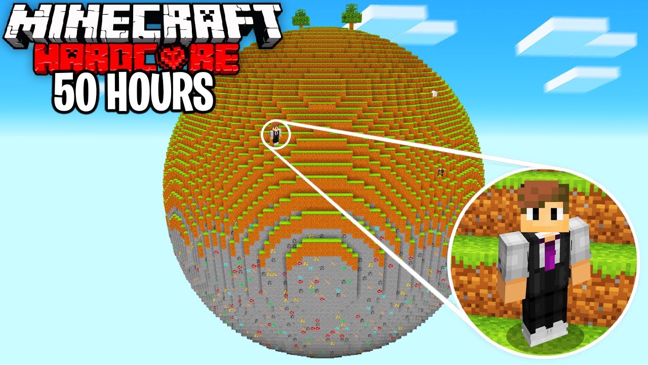 I Survived 50 HOURS on a SPHERE in Minecraft Hardcore - Minecraft videos