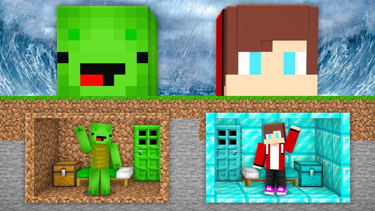 Mikey and JJ BUNKERS vs TSUNAMI in Minecraft (Maizen) - Minecraft videos