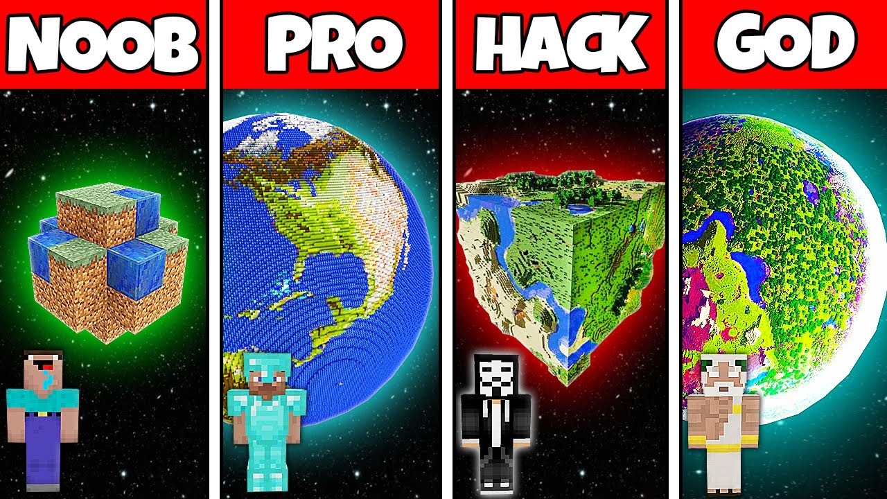 Minecraft Battle Noob Vs Pro Vs Hacker Vs God Inside Planet House Base Build Challenge In