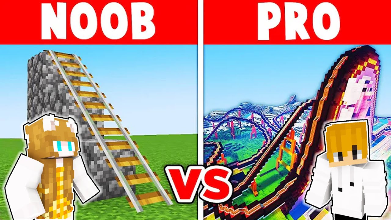 Minecraft NOOB vs PRO GIANT ROLLER COASTER BUILD CHALLENGE! (Tagalog) - Minecraft videos