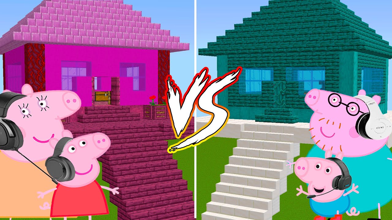 Minecraft Peppa Pig NOOB vs PRO: STAIRCASE HOUSE BUILD CHALLENGE ...