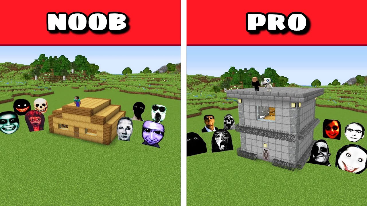 SURVIVAL NOOB VS PRO HOUSE WITH 100 NEXTBOTS in Minecraft - Gameplay ...
