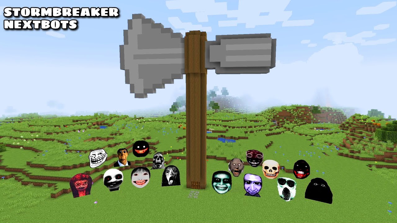 SURVIVAL STORMBREAKER AXE HOUSE WITH 100 NEXTBOTS in Minecraft ...