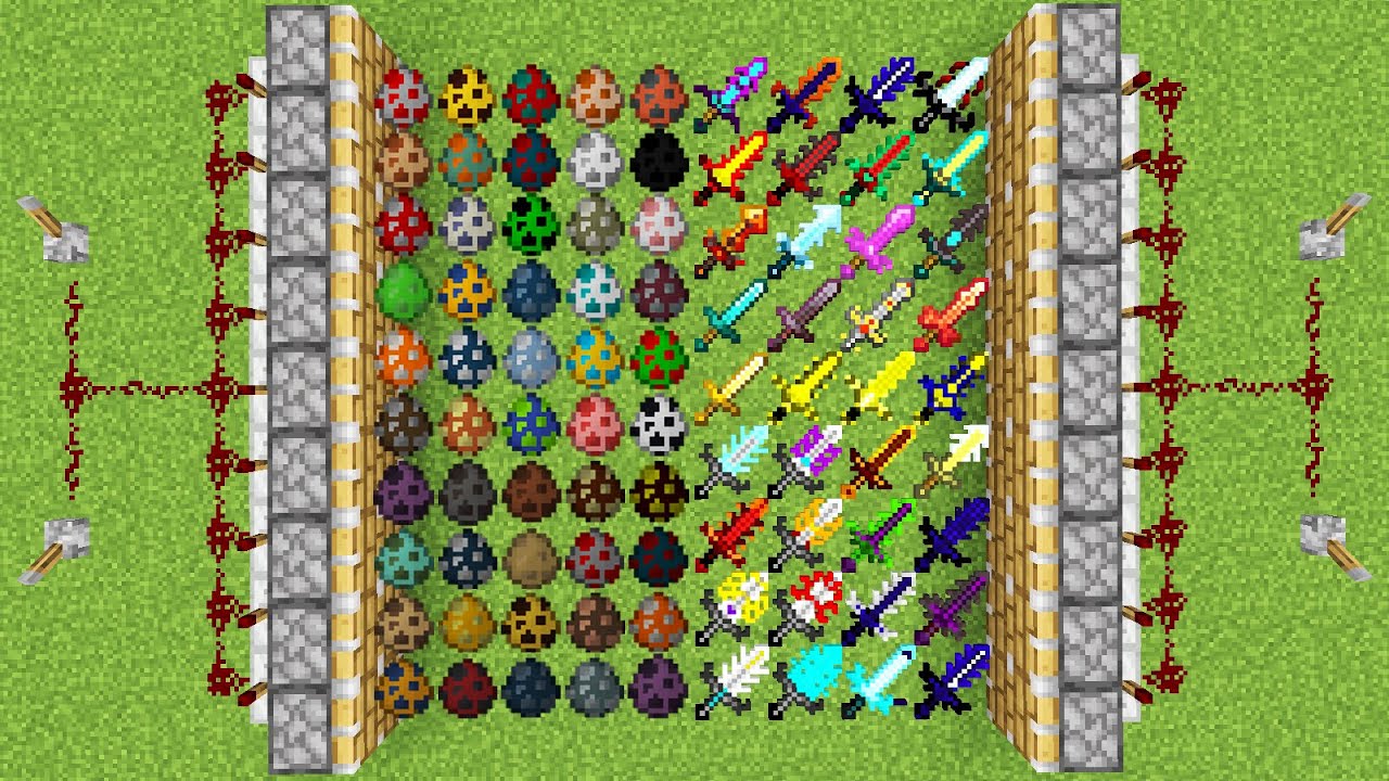 all MOBS and all WEAPONS in minecraft X100 - Minecraft videos