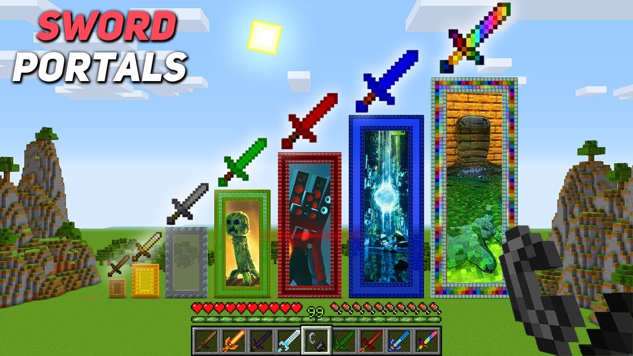 biggest nether portals with different swords in Minecraft - Minecraft ...