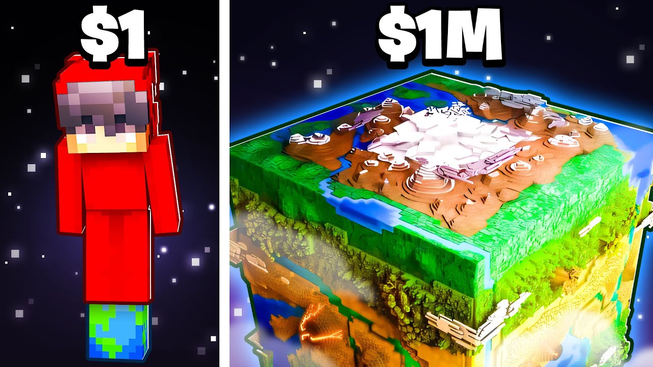 $1 vs $1,000,000 Minecraft PLANET Build Challenge! - Minecraft videos