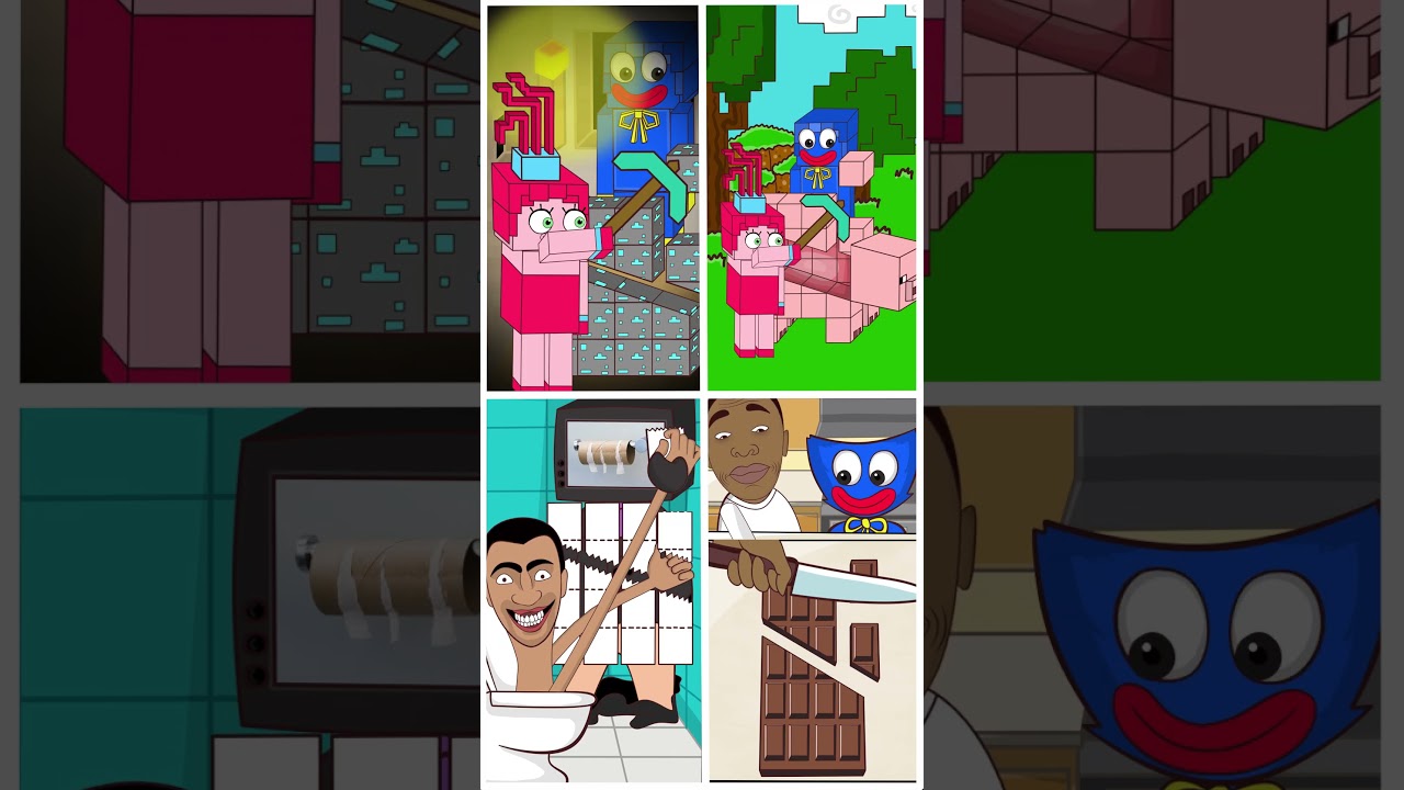 Endless : Minecraft in Poppy Playtime with Huggy Wuggy and Khaby Lame : I need more .. 4 ...