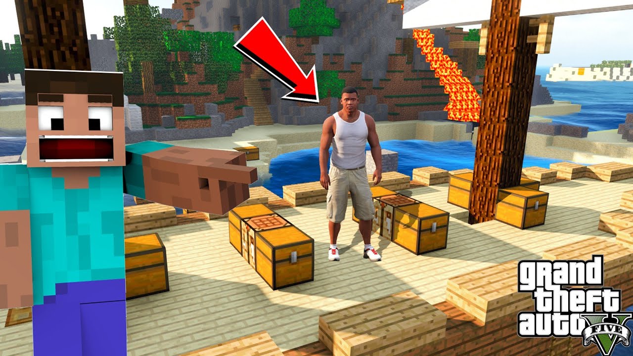 Franklin Meet Steve in GTA 5 || Minecraft World in GTA 5 || Gta 5 Tamil - Minecraft videos