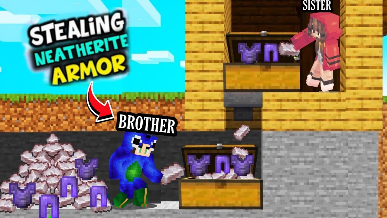 I Stole Netherite Armor from my Sister's Secret Base | Trolling Sister ...