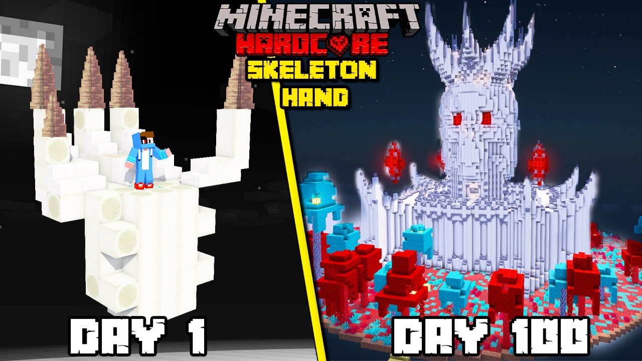 I Survived 100 Days On SKELETON HAND in Minecraft Hardcore HINDI [FULL MOVIE] - Minecraft videos