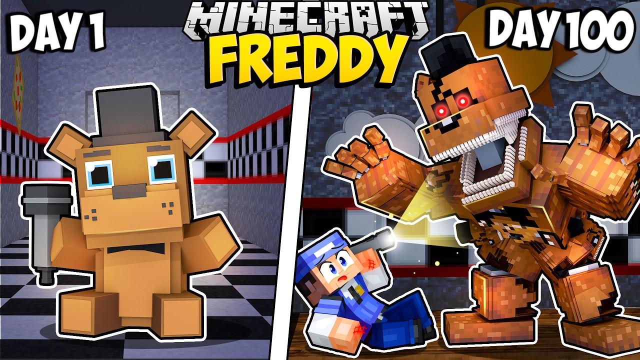I Survived 100 Days as FREDDY FAZBEAR in Minecraft - Minecraft videos