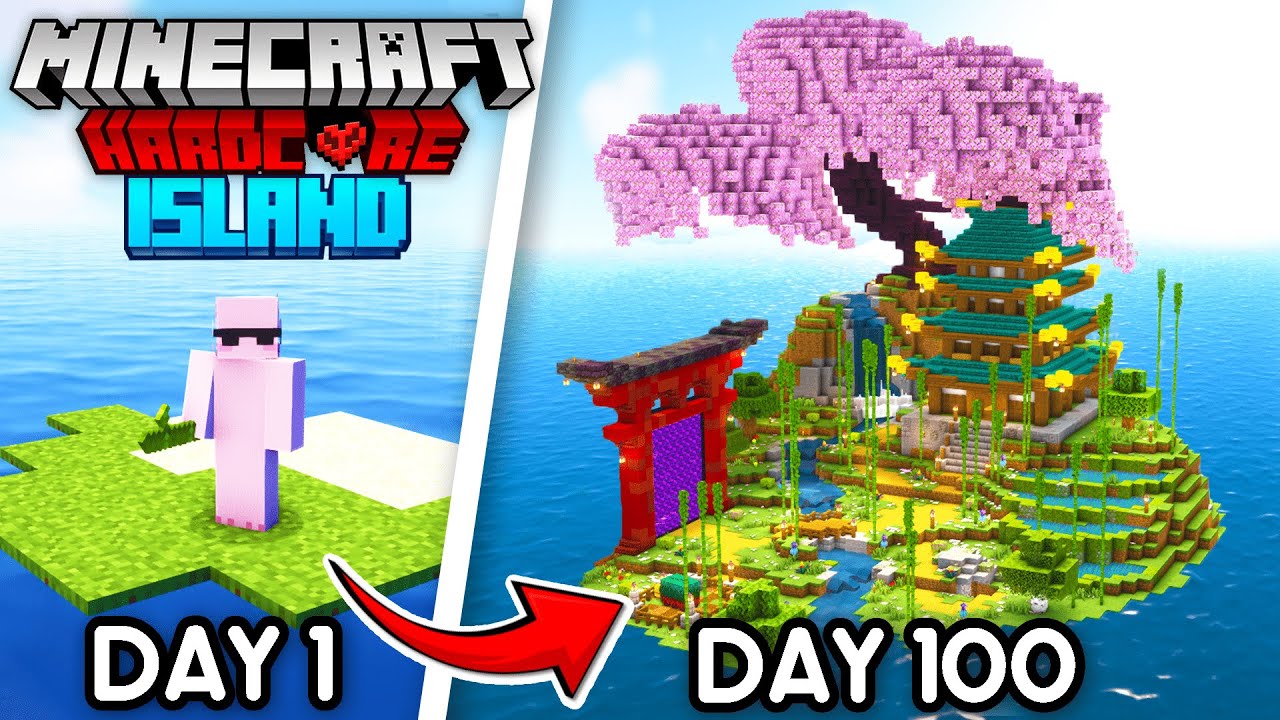 I Survived 100 Days on a Deserted Island in 1.20 Minecraft Hardcore - Minecraft videos
