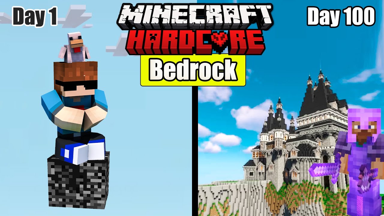 I survive 100 days on Bedrock only world In Minecraft - Minecraft videos
