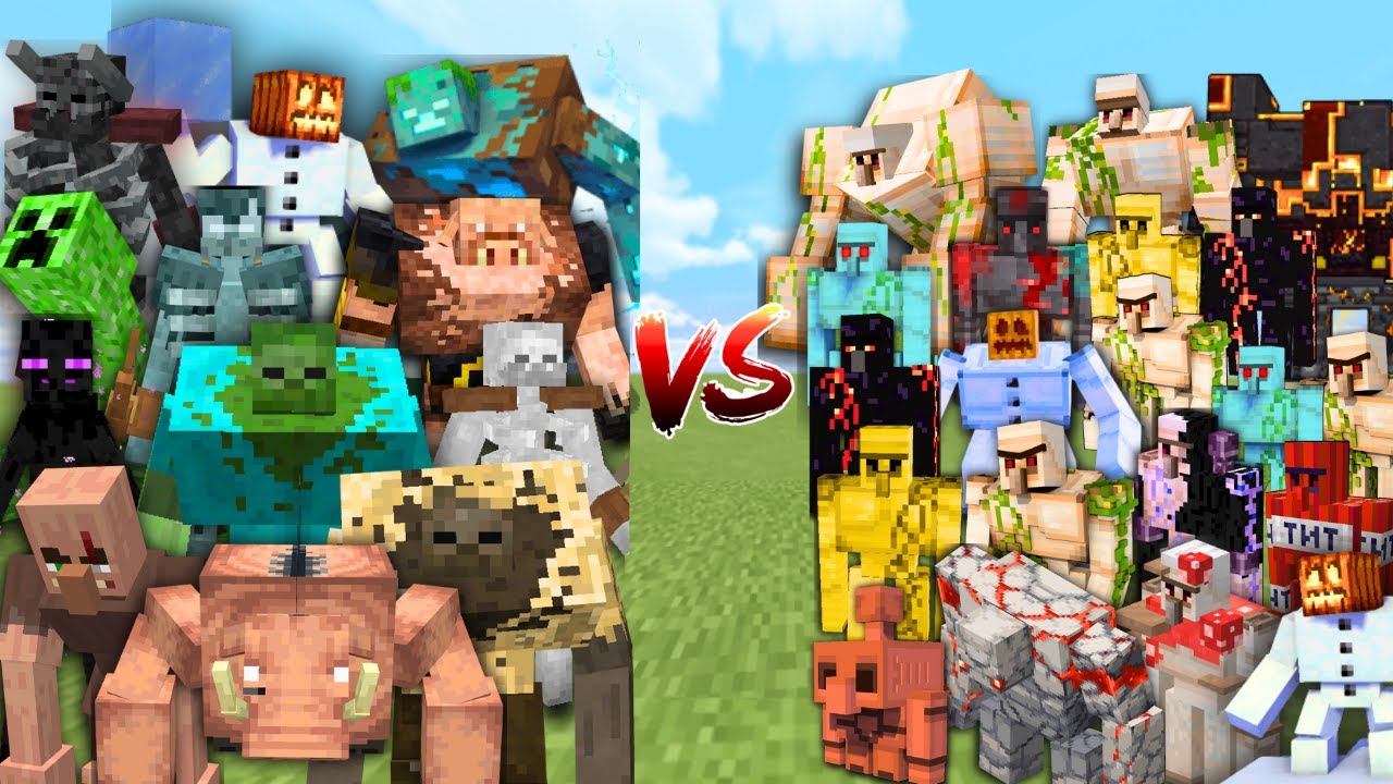 MUTANT MOBS vs GOLEMS in Minecraft Mob Battle - Minecraft videos