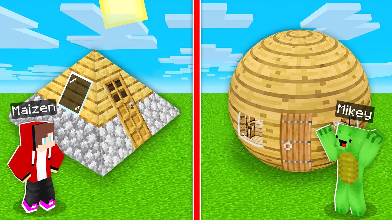 Maizen TRIANGLE House vs Mikey SPHERE House Build Battle in Minecraft! - Parody Story(JJ TV ...