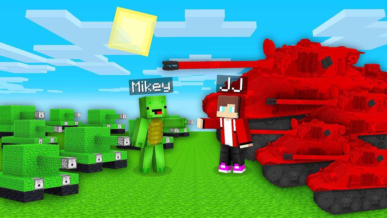Mikey TANK ARMY vs JJ TANK ARMY in Minecraft (Maizen) - Minecraft videos