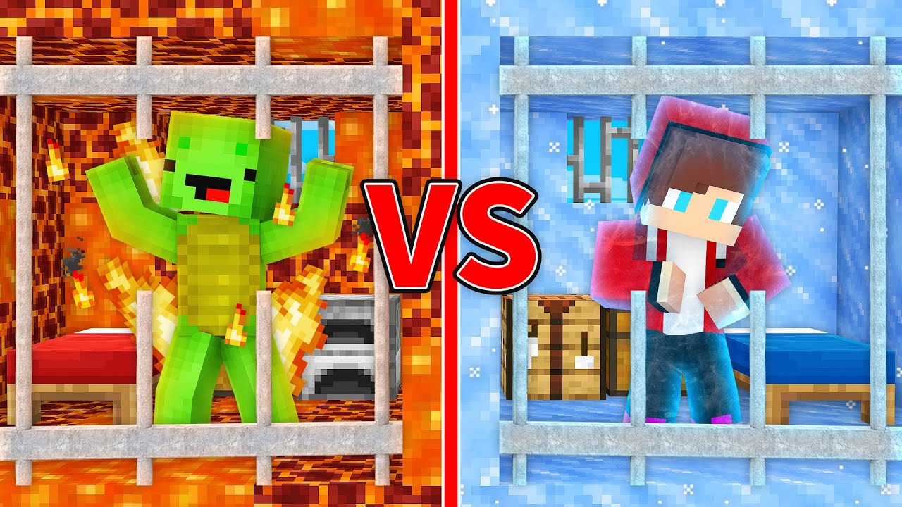 Mikey in HOT Prison vs JJ in COLD Prison in Minecraft (Maizen) - Minecraft videos