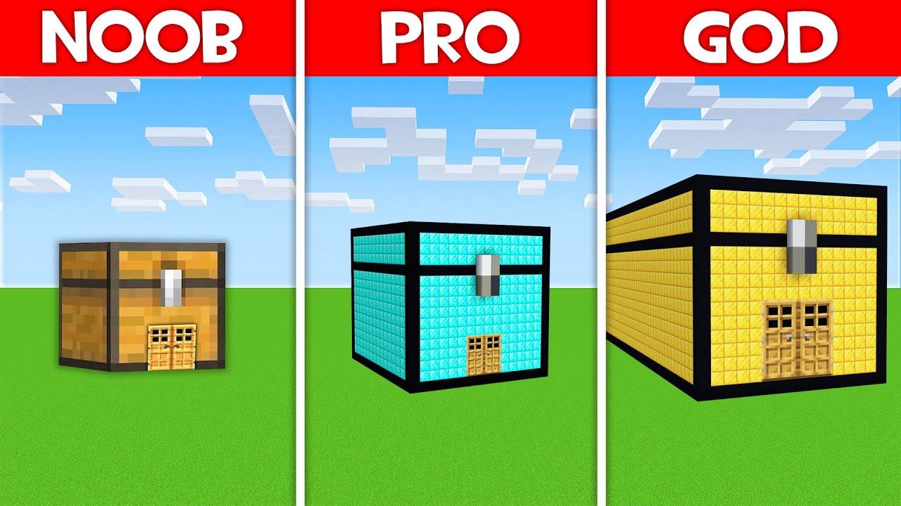 Minecraft Battle: CHEST HOUSE BUILD CHALLENGE - NOOB vs PRO vs HACKER ...
