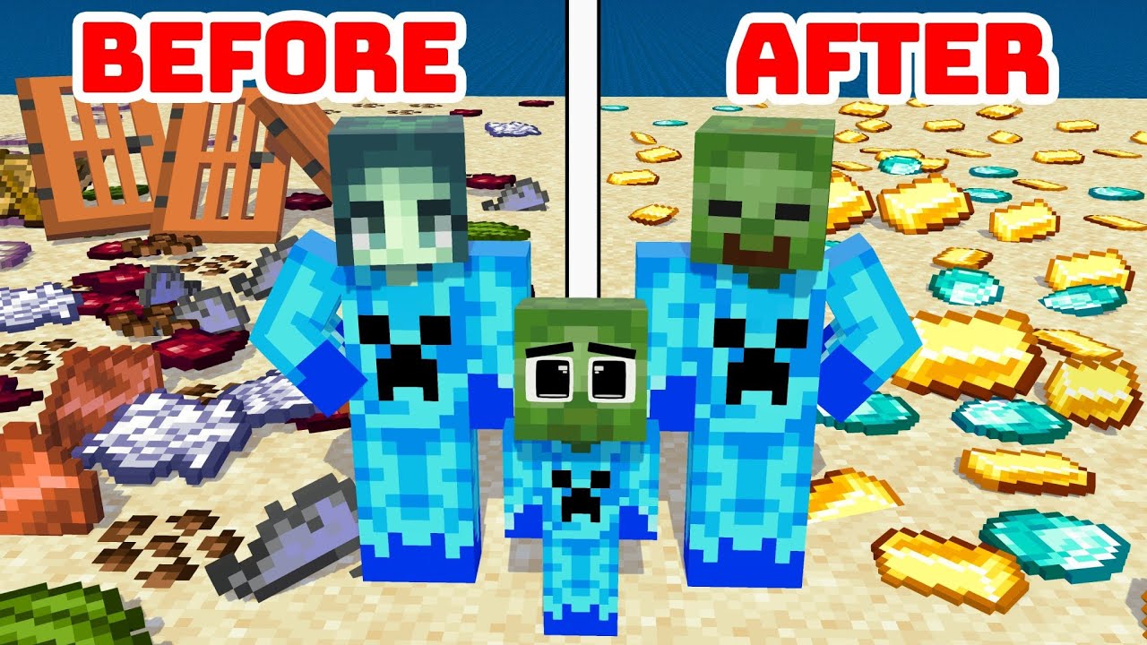 Monster School : Poor Zombie Family Became Rich - Minecraft Animation - Minecraft videos