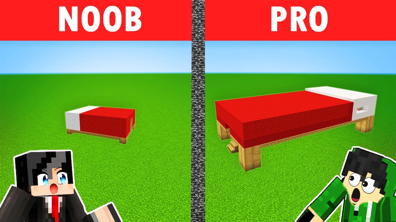 NOOB VS PRO: GIANT BED HOUSE BUILD CHALLENGE | Minecraft OMOCITY ...