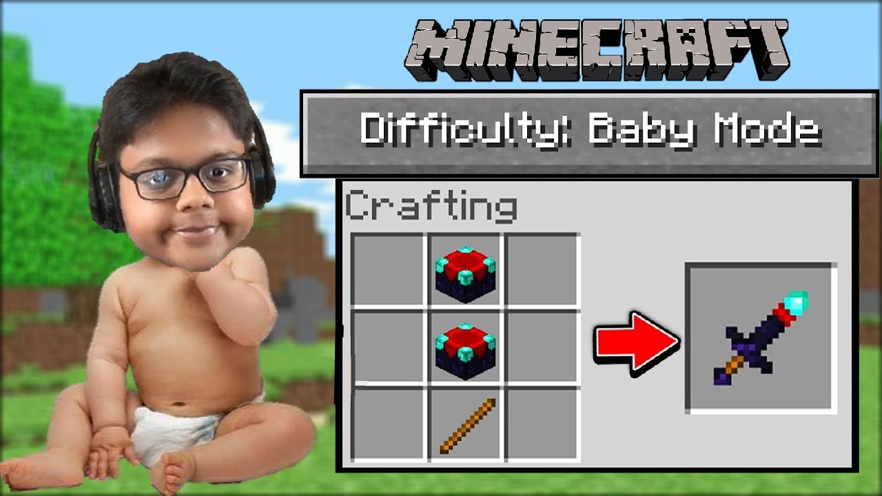Playing BABY MODE in MINECRAFT with BABY FACE | MINECRAFT IN HINDI ...