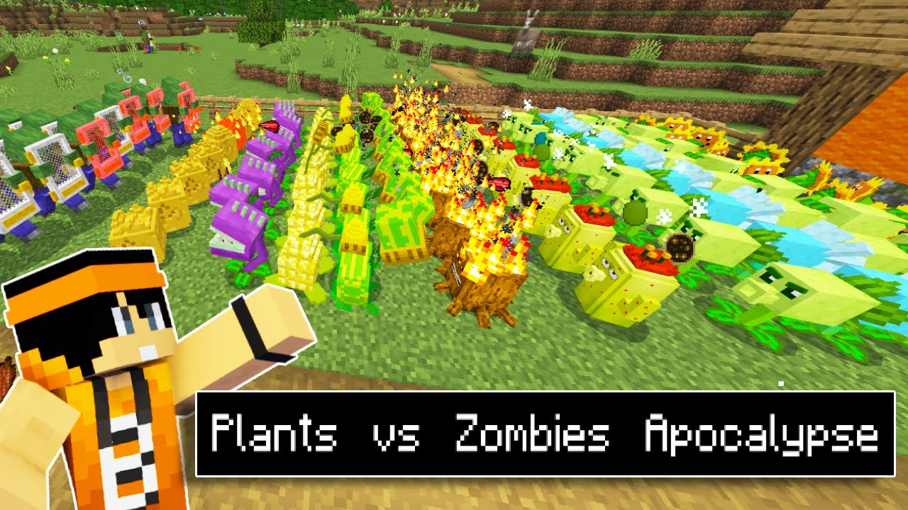 Playing PLANTS vs ZOMBIE Apocalypse in Minecraft PE - Minecraft videos