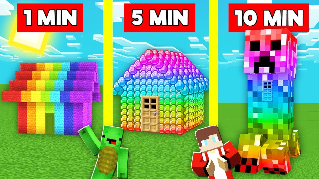 RAINBOW SPECTRITE HOUSE BUILD BATTLE CHALLENGE In Minecraft - NOOB VS PRO Maizen Mizen Mazien ...