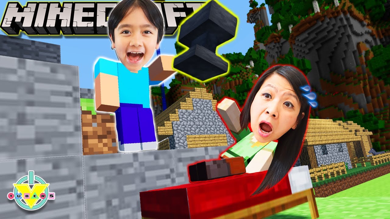 Ryan Teaches Mommy how to play MINECRAFT! - Minecraft videos