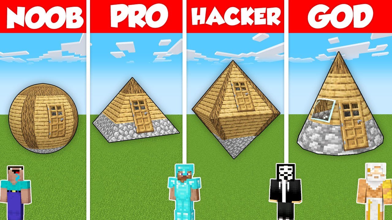 FIGURE ROUND BASE HOUSE BUILD CHALLENGE - Minecraft Battle: NOOB vs PRO vs HACKER vs GOD ...
