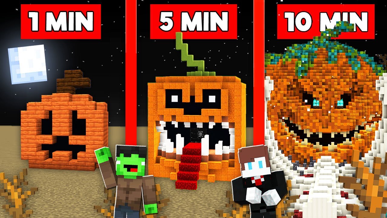 HALLOWEEN PUMKIN HOUSE BUILD BATTLE CHALLENGE In Minecraft - NOOB VS ...