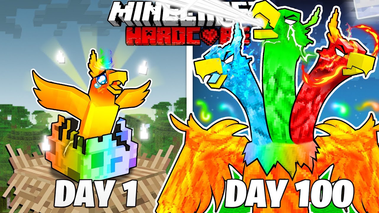 I Survived 100 Days as an ELEMENTAL PHOENIX in HARDCORE Minecraft - Minecraft videos