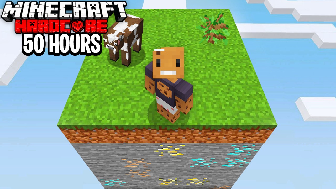 I Survived 50 HOURS on ONE CHUNK in Minecraft Hardcore - Minecraft videos