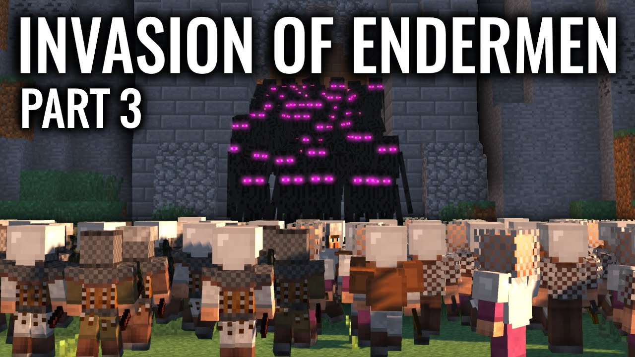INVASION OF ENDERMEN | War of Villagers in Minecraft | Part 3 ...
