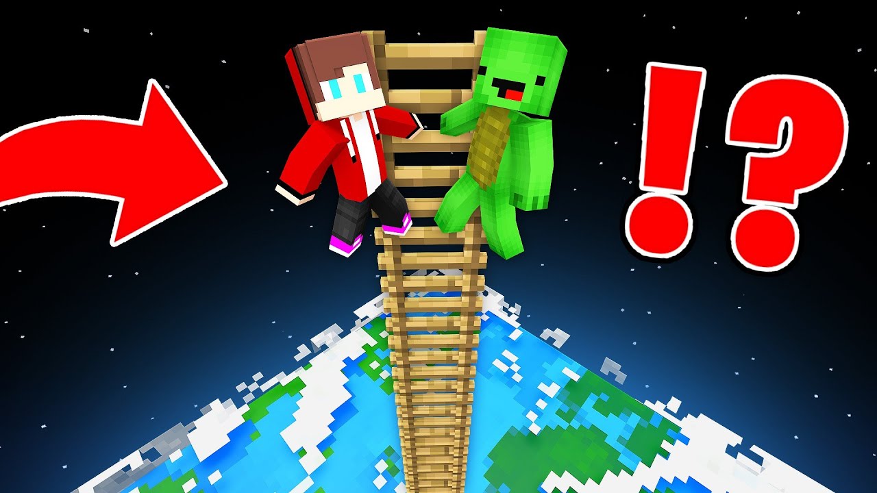 JJ and Mikey CLIMBING on THE TALLEST LADDER in Minecraft Maizen! - Minecraft videos