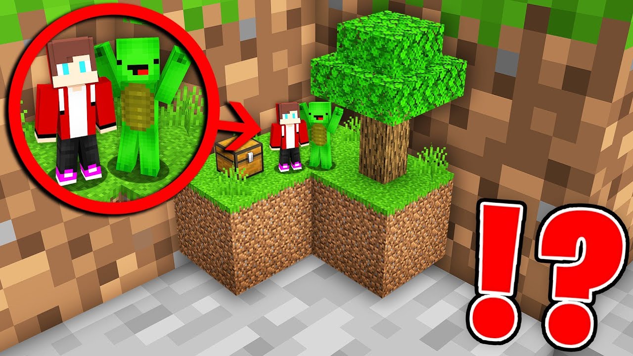 JJ and Mikey SURVIVE on TINY CHUNK in Minecraft Maizen! - Minecraft videos