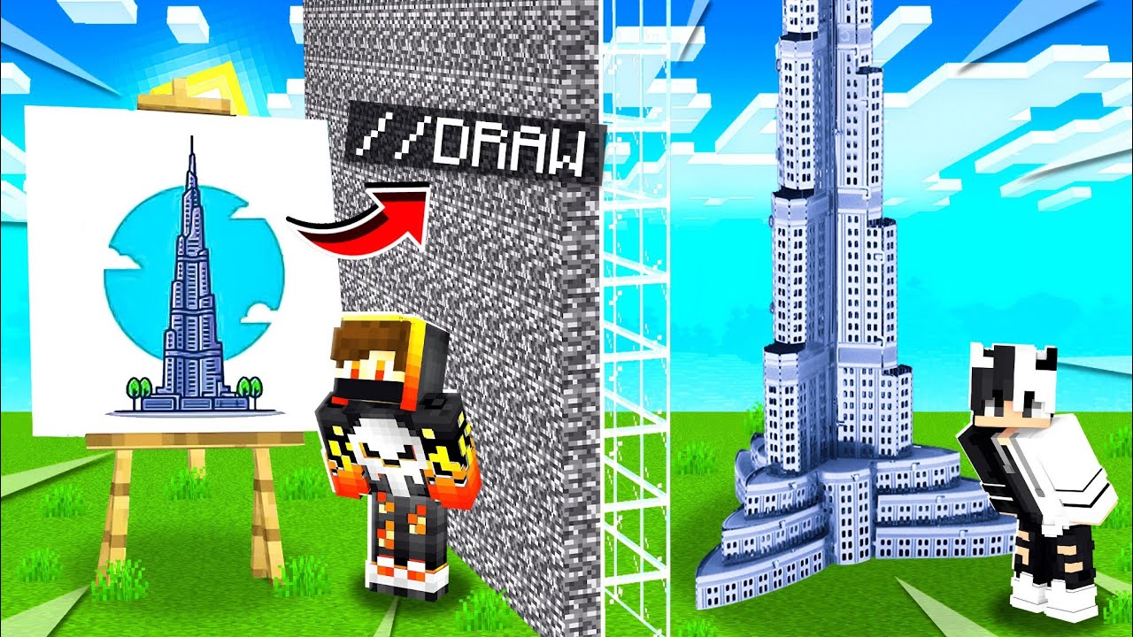 MINECRAFT NOOB VS PRO : i Cheated with DRAWING MOD ep2 - Minecraft videos