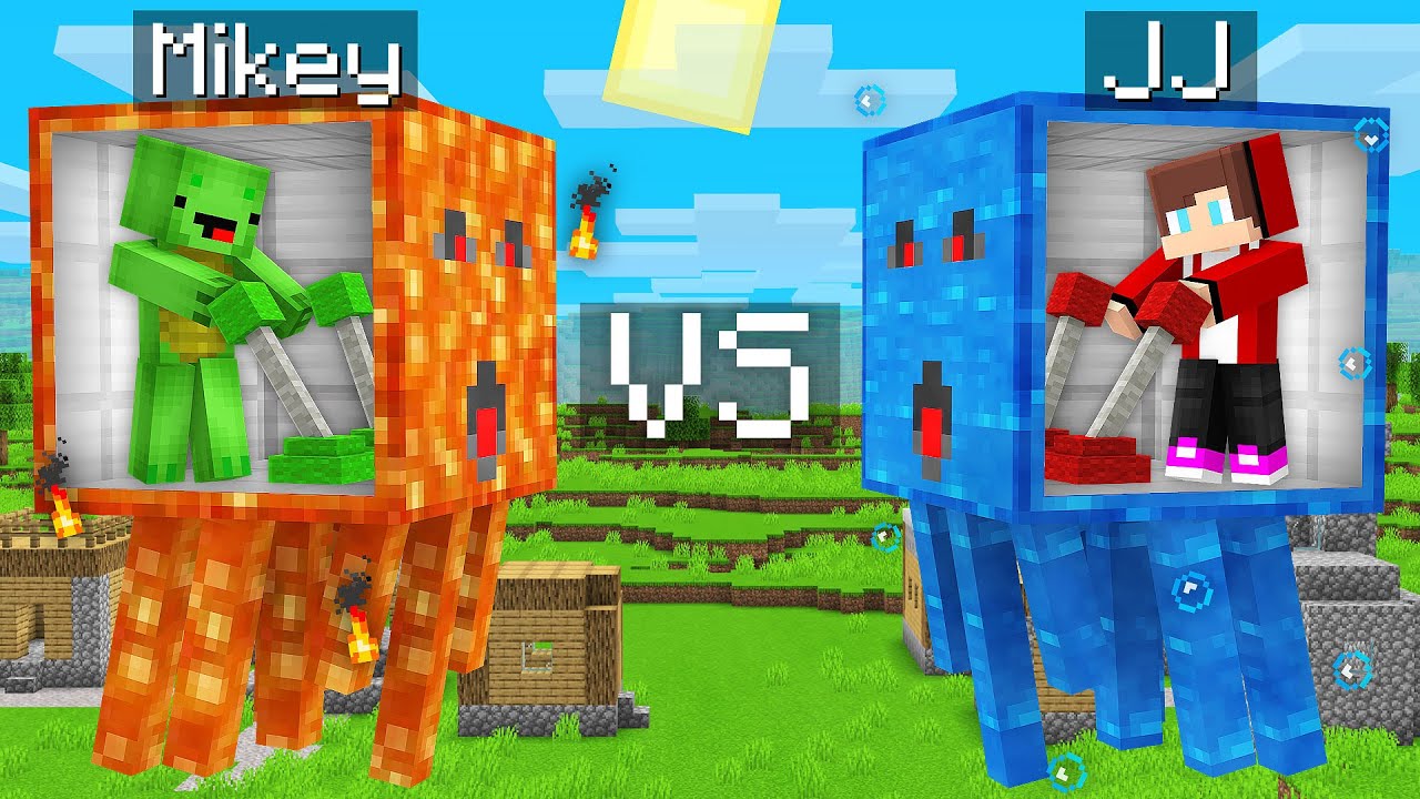 Mikey Lava vs JJ Water GHASTS Survival Battle in Minecraft (Maizen) - Minecraft videos