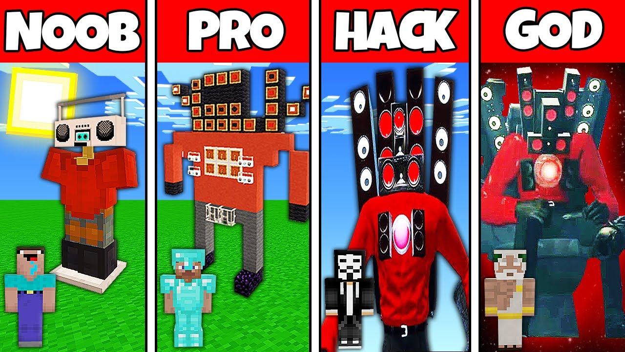 Minecraft Battle: NOOB vs PRO vs HACKER vs GOD! TITAN SPEAKER MAN ...