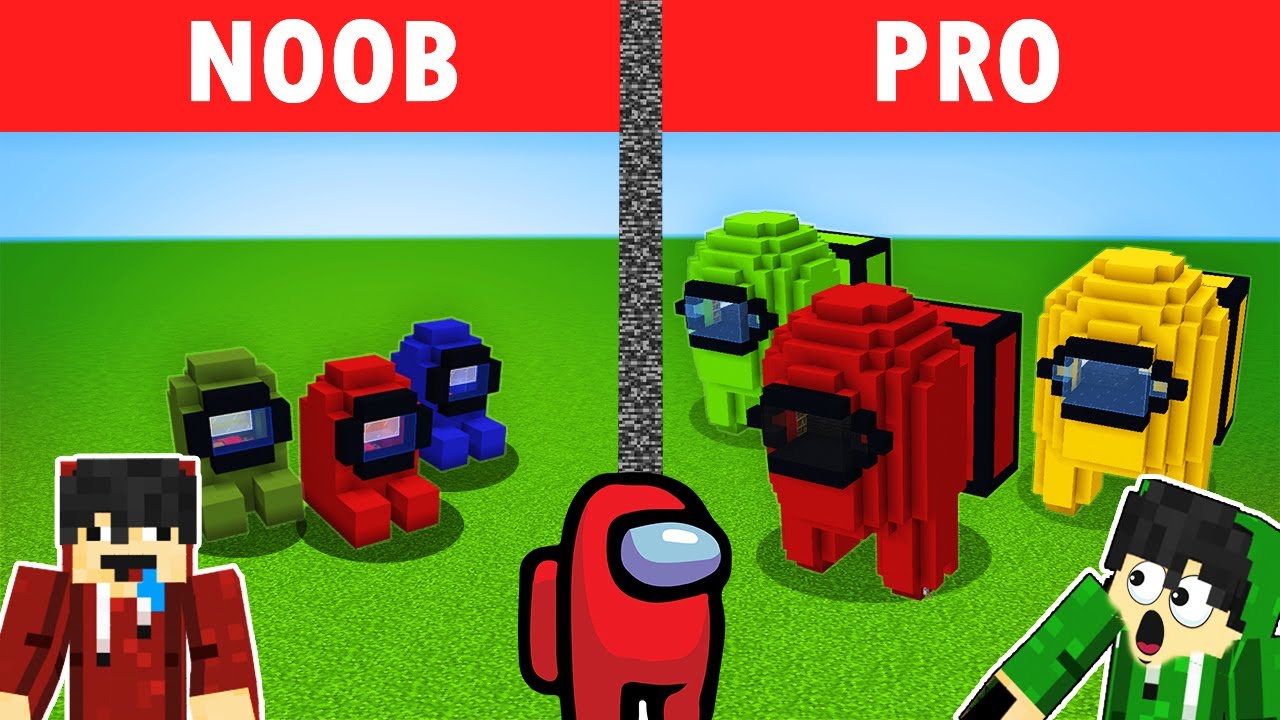 NOOB VS PRO: Among Us House BUILD CHALLENGE | Minecraft OMOCITY ...